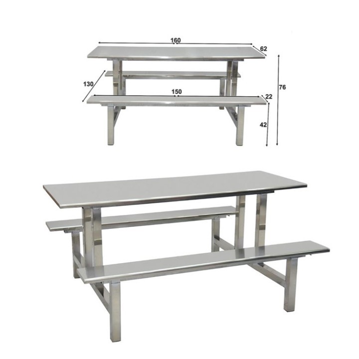 Heavy Dining Steel table with bench - AL Seham Furniture - UAE